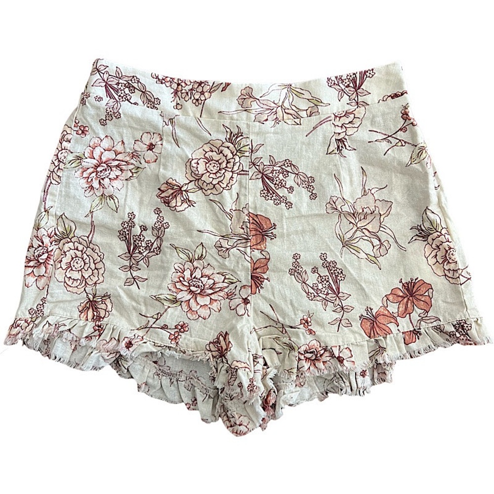 Revolve Boho Cottagecore Floral Linen Shorts - Gem